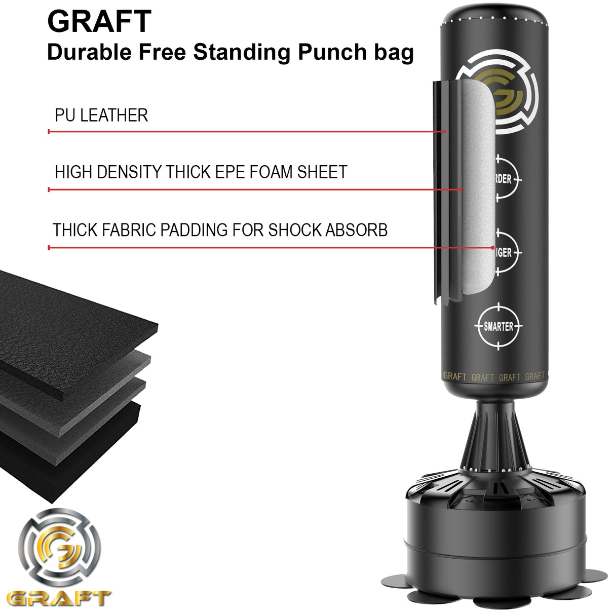 6FT Free Standing Punch Bag | Boxing Bag with Targets for Ultimate Training